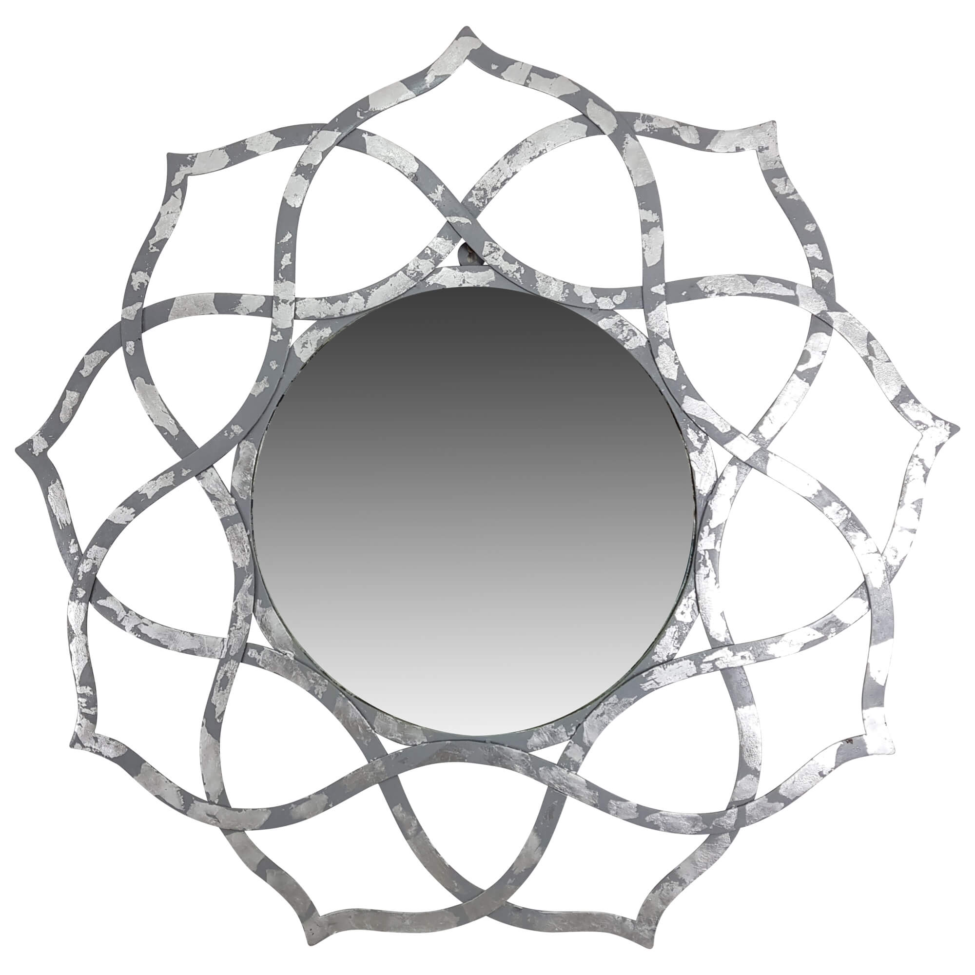 Spiegel Wandspiegel groß silber Ø 88 cm Alu Deko Rund Orientalisch ...