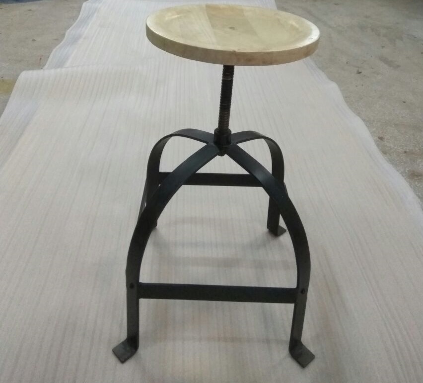 Hocker Drehhocker Metall Stuhl drehbar Höhenverstellbar mit Massiv-Holz ...