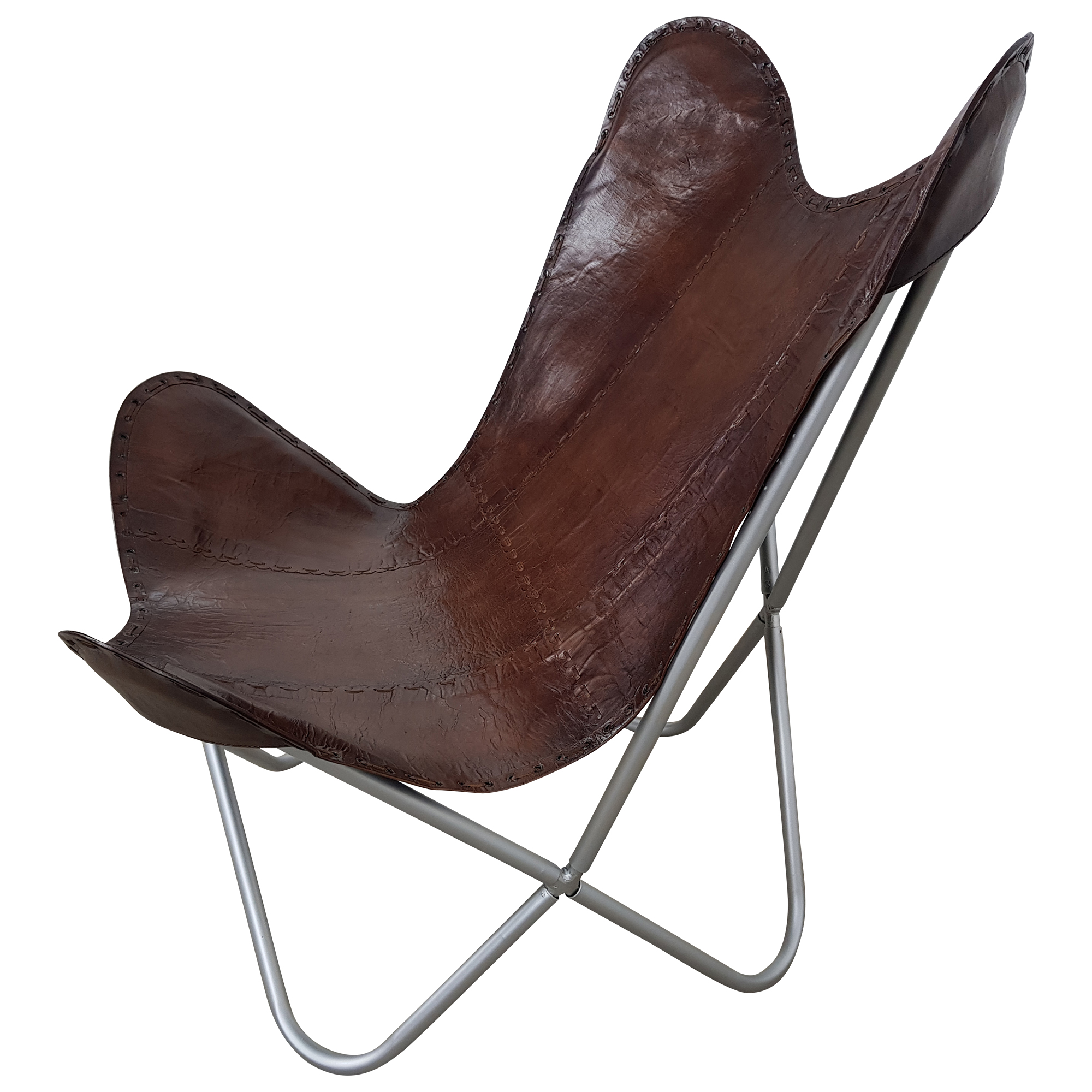 Butterfly Chair Sessel Design Lounge Stuhl glatt Leder braun ...